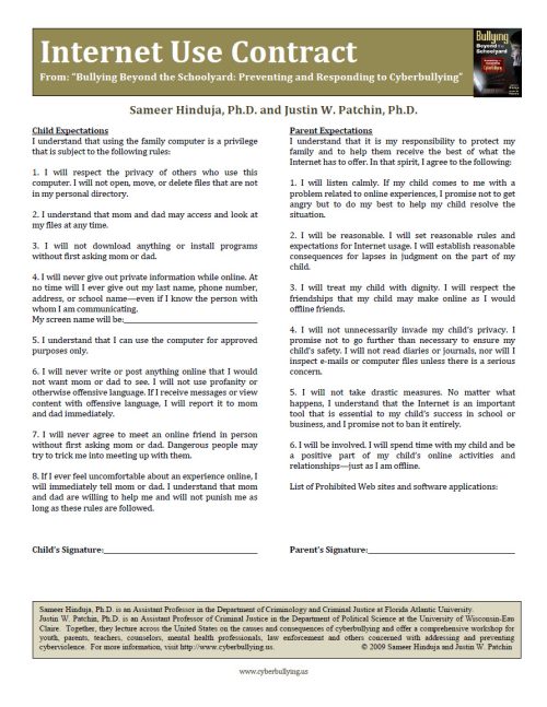 Family Internet Use Contract