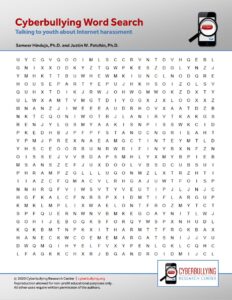 Cyberbullying Word Find: Talking to Youth about Internet Harassment