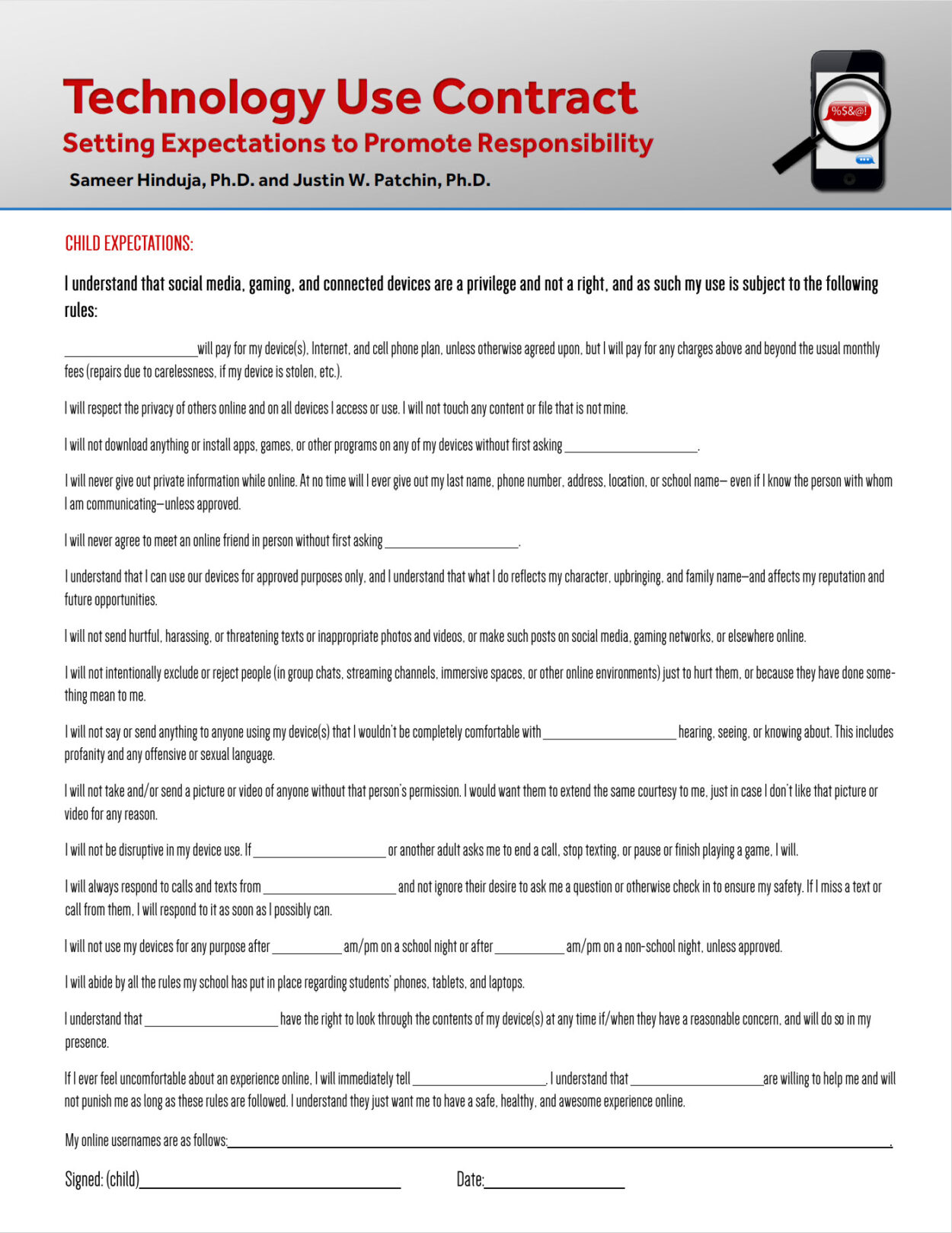 Technology Use Contract