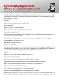 Cyberbullying Scripts for Parents to Promote Dialog and Discussion