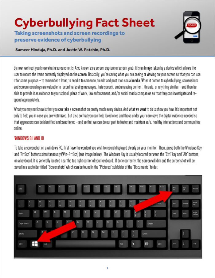 Cyberbullying Fact Sheet: How to Preserve Cyberbullying Evidence ...
