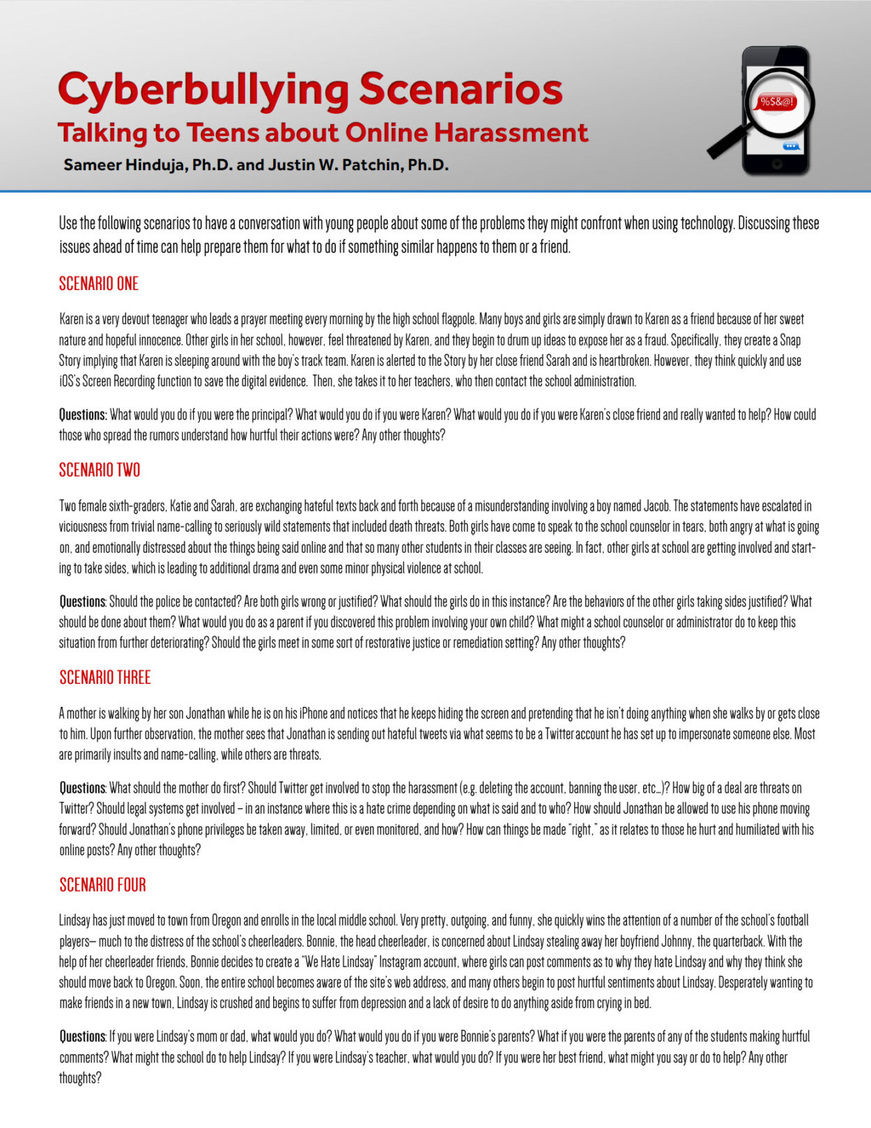 Social Media and Tech Misuse Scenarios