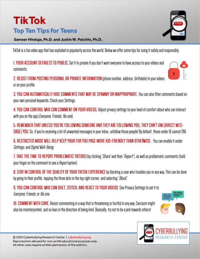 TikTok: Top Ten Tips for Teens